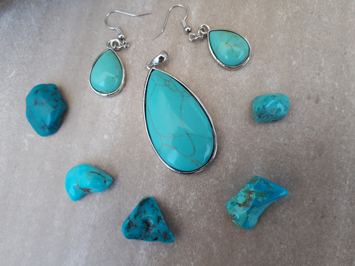 Genuine Turquoise Pendant - Turquoise Stone Necklace. Birthstone ...