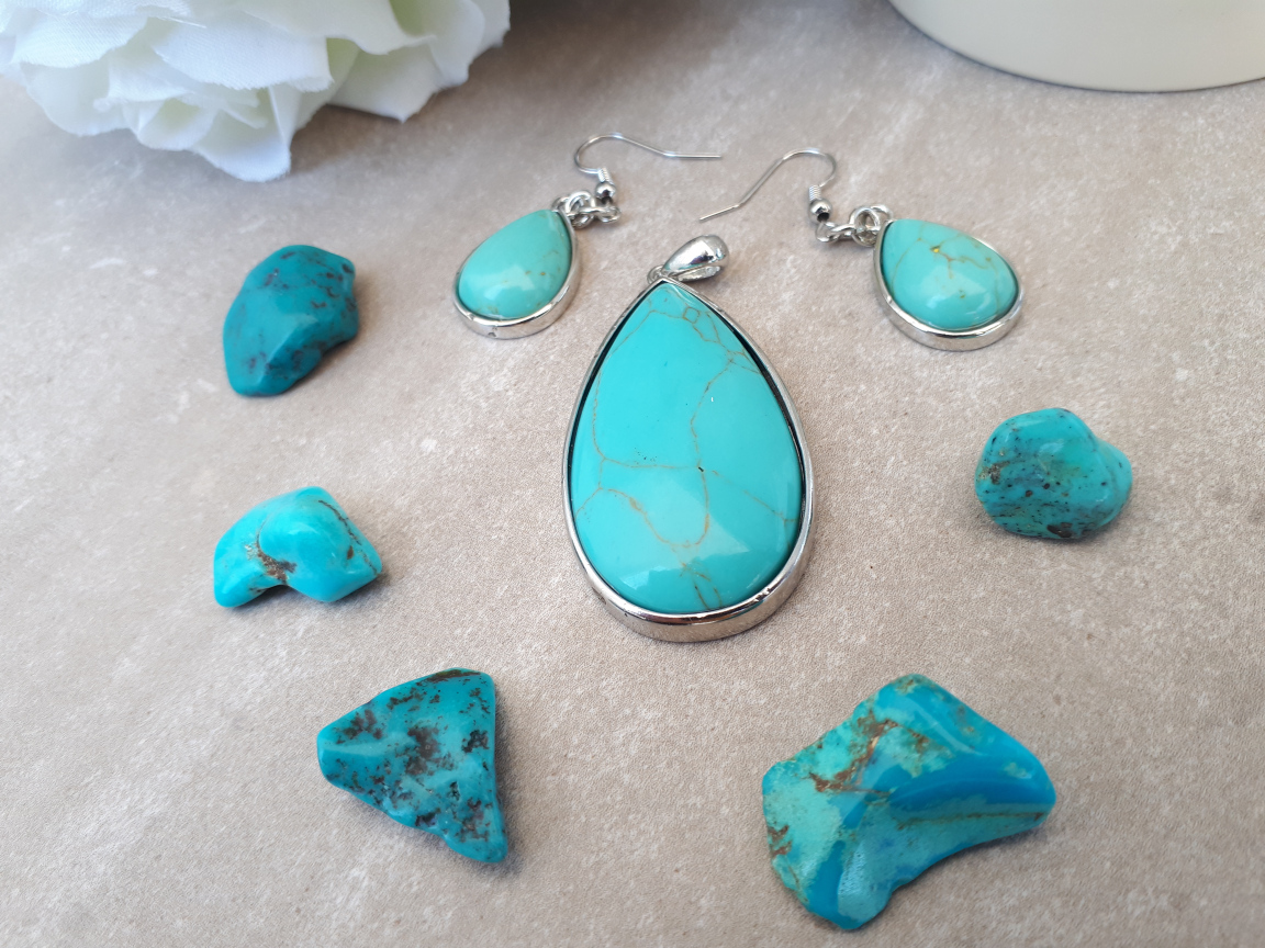 Genuine Turquoise Pendant - Turquoise Stone Necklace. Birthstone ...
